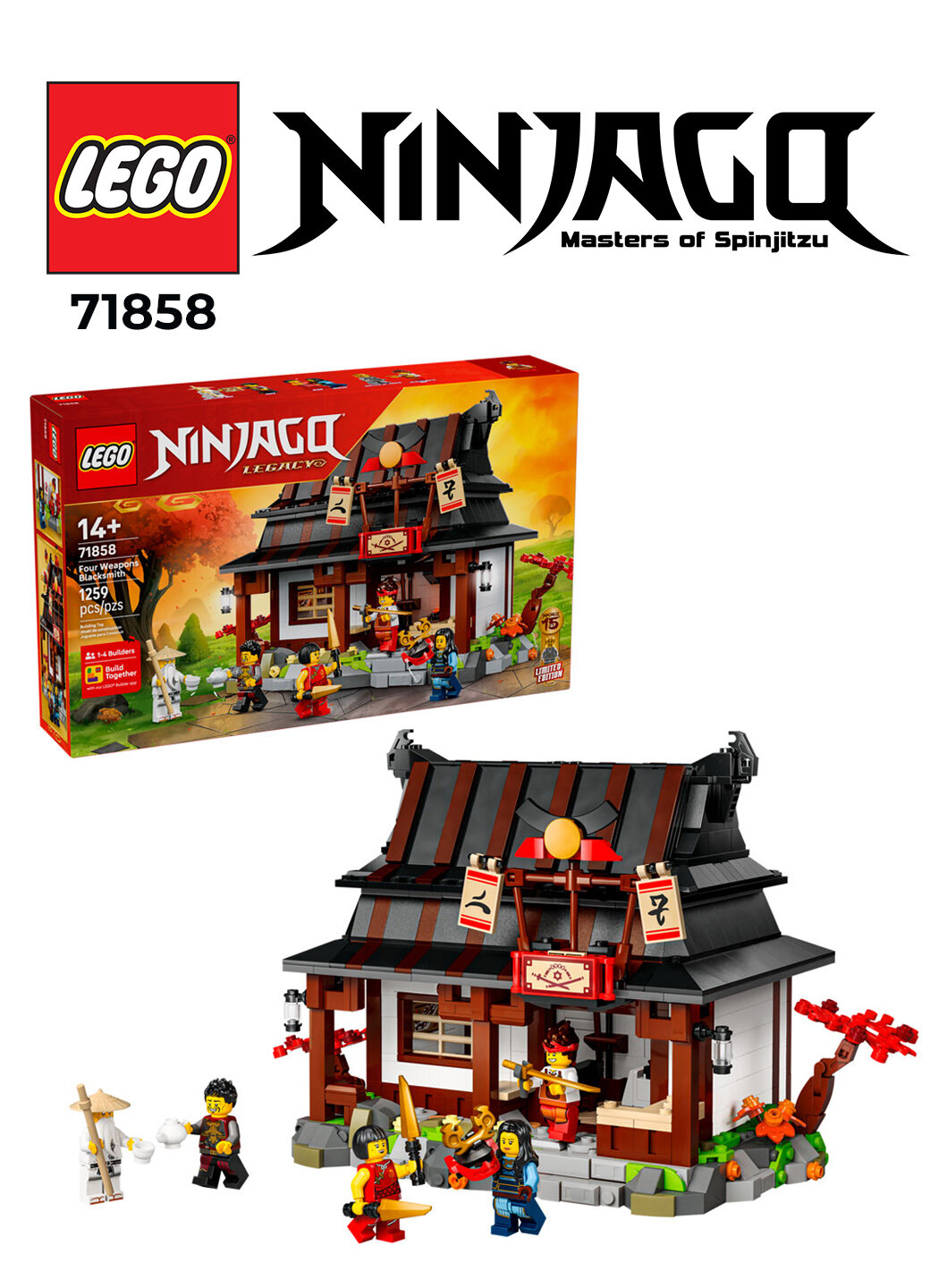 Конструктор LEGO NINJAGO 71858 (N) Мастерская четырех оружий. 15-летие: Кузница Ниндзя, 1259 дет.