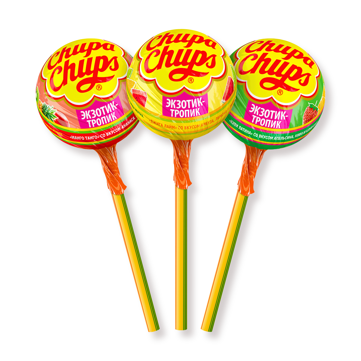 Леденец на палочке Chupa Chups "Экзотик-Тропик", пластиковая обертка, 12 г