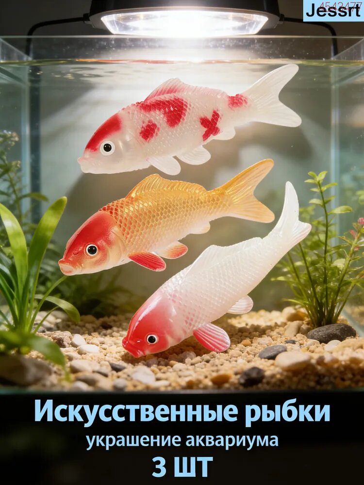 Муляжи рыб кои из пластика для украшения аквариума и водоёма, набор из 3 штук