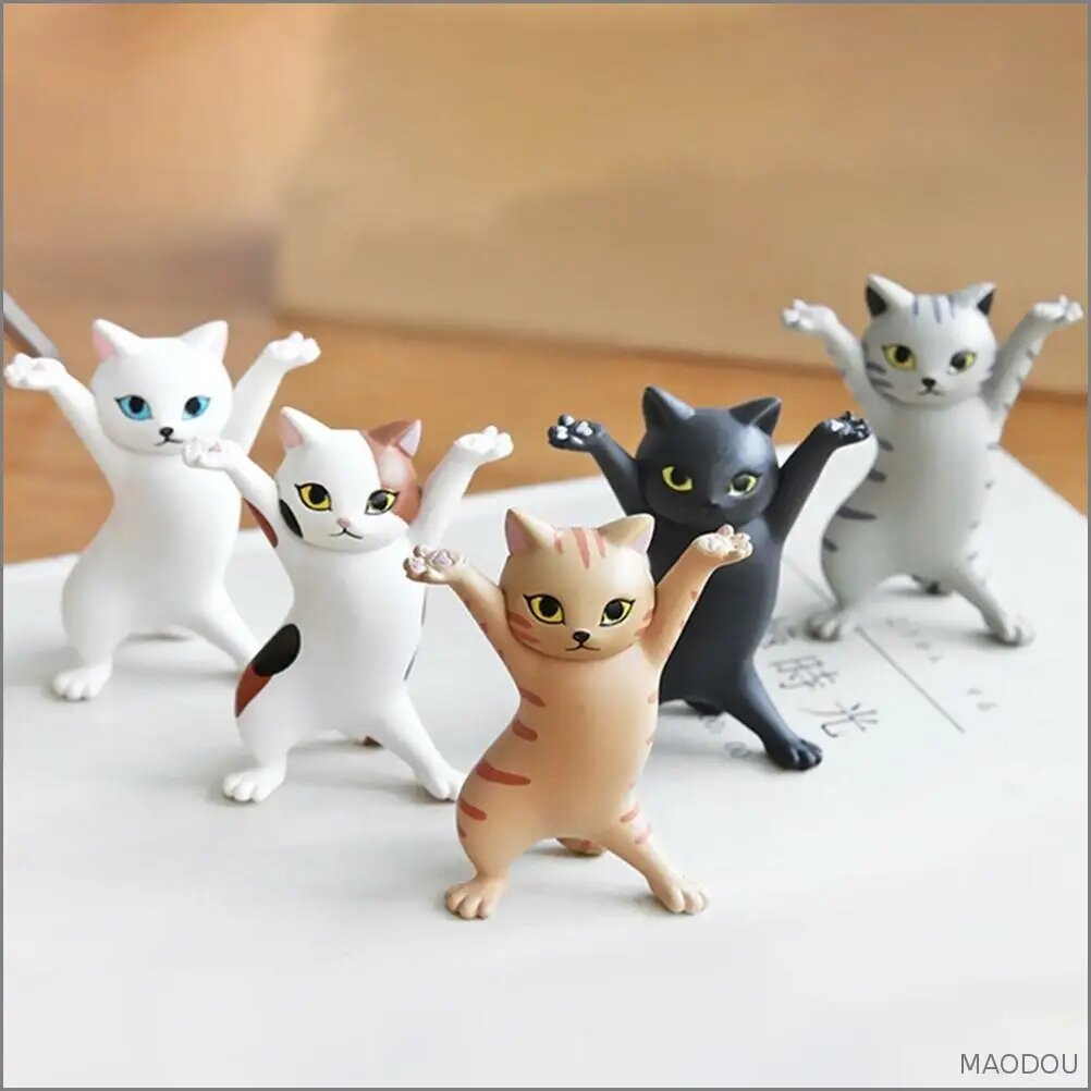 5 шт. аниме-фигурки с поднятыми руками, танцующие кошки, украшения для кошек, игрушки для детской комнаты, кабинета