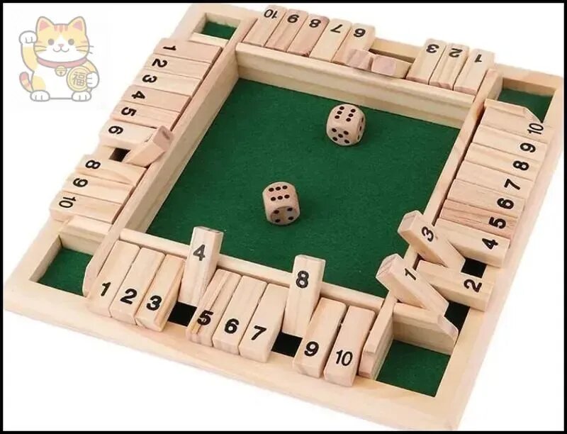 Настольная игра "Закрой коробку" (Shut The Box) для развития математики у детей 4-7 лет
