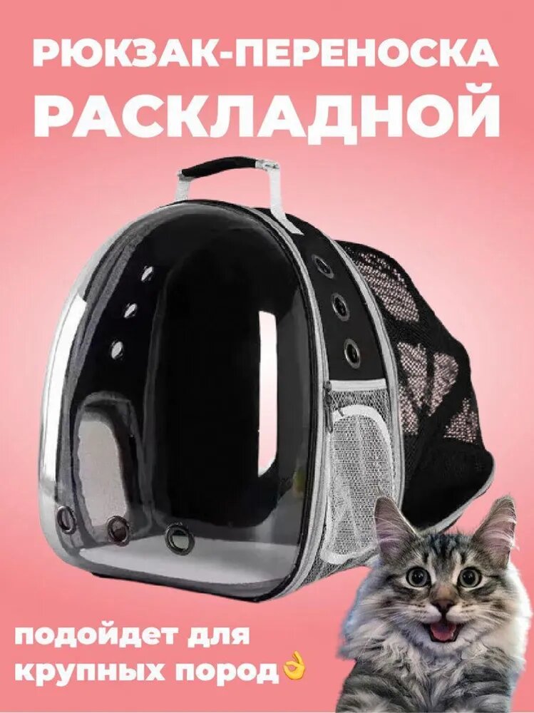 Переноска рюкзак прозрачный раскладной для кошек и собак