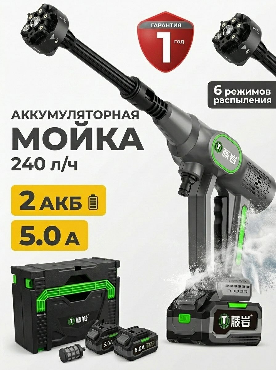 TENYN мойка аккумуляторная 2 акб 5ah в кейсе