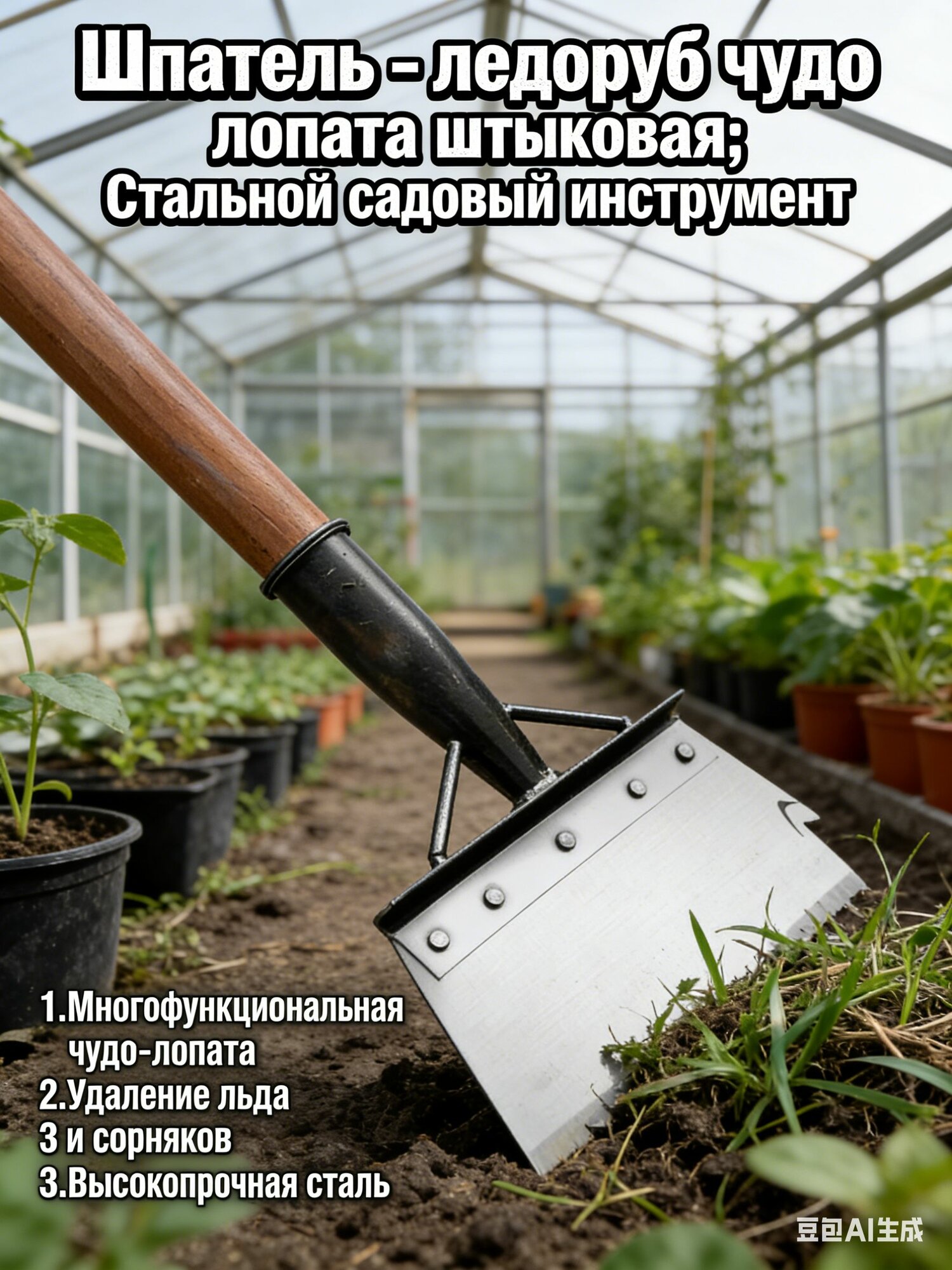 Садовый скребок. лопата шпатель скребок/Лопата садовая из нержавеющей стали, многофункциональная без ручки для прополки и уборки, 1 шт