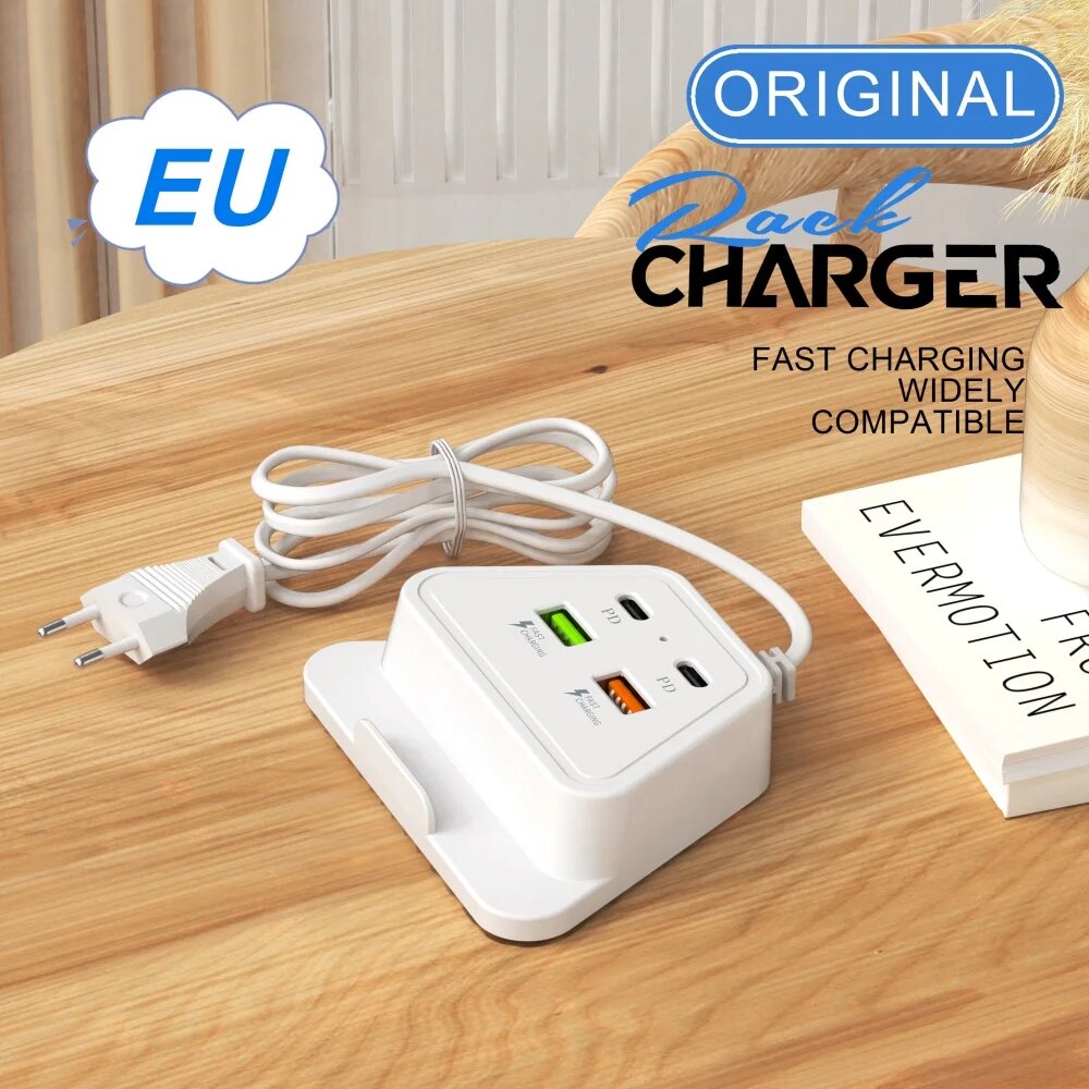 Многофункциональная Настольная Док-станция-зарядка 3.1A С 4 Портами USB-C (быстрая 2USB2PD EU Plug