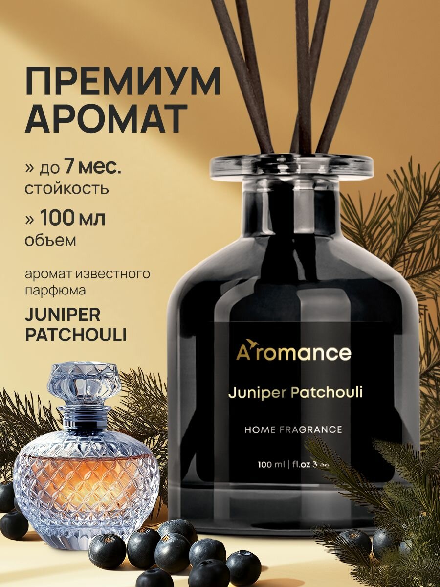 Aromance Аромадиффузор/Диффузор для дома / ароматизатор для дома с палочками Juniper Patchouli 100 мл Aromance-store
