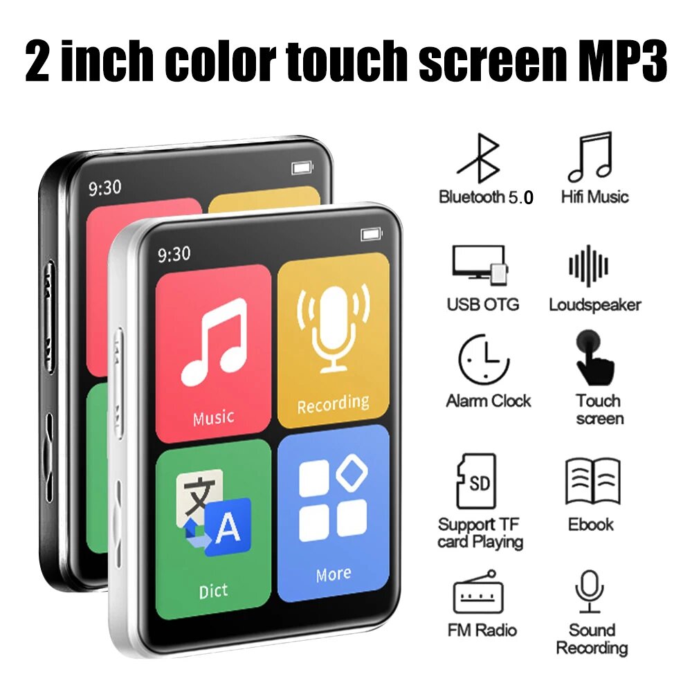 MP3-плеер портативный с сенсорным экраном, черный