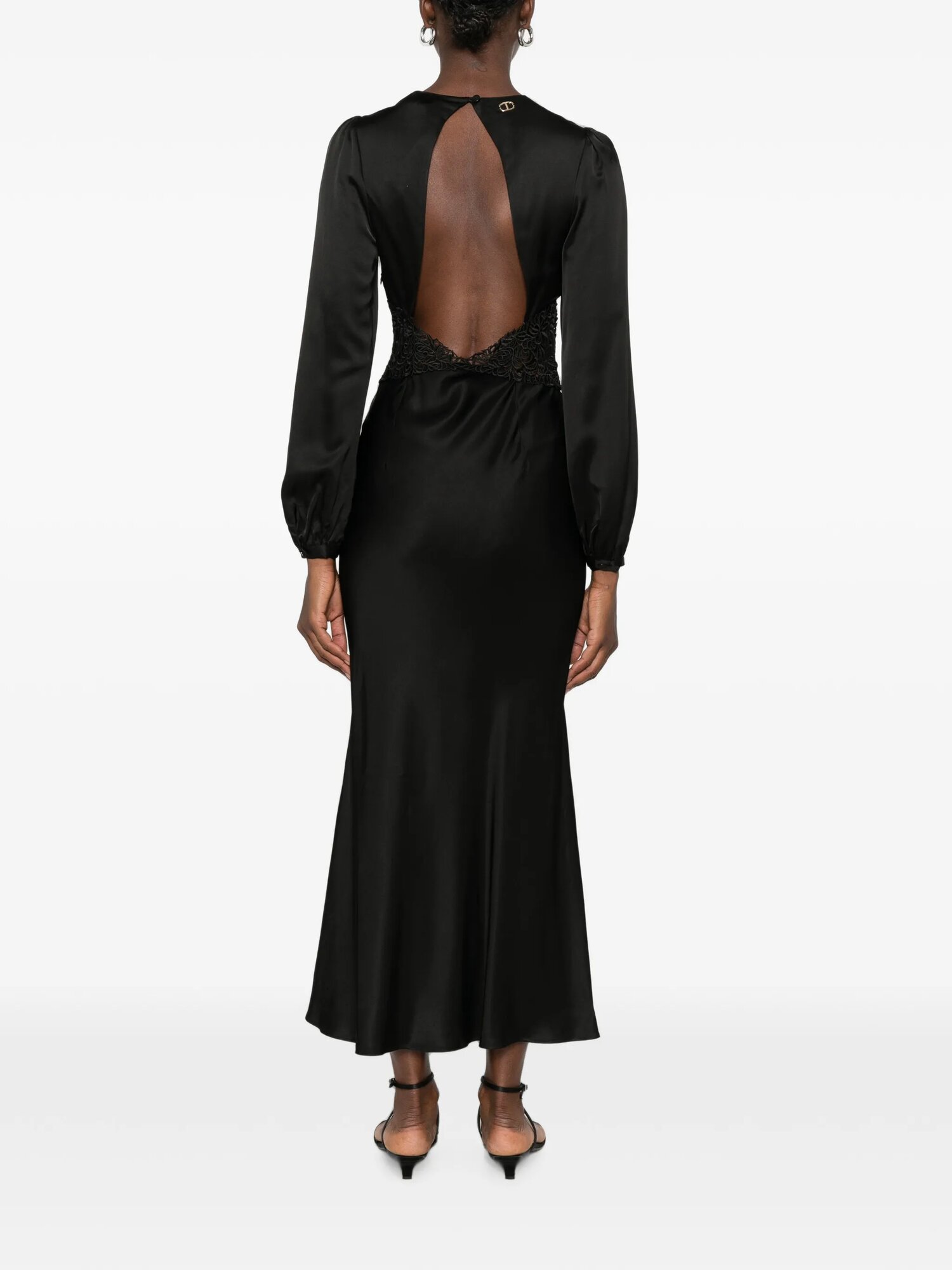 Платье Twinset Milano Lace-insert open-back maxi dress, размер 48, черный — фото 1