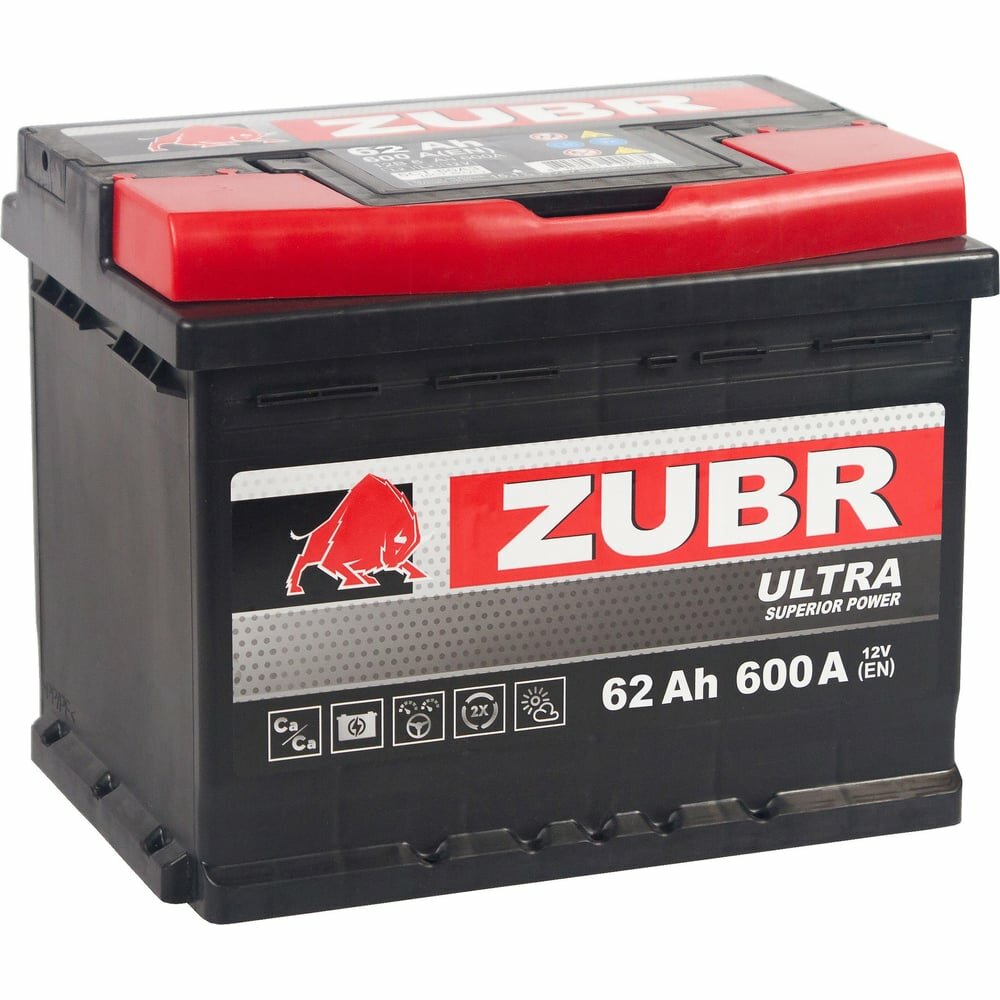 Аккумулятор ZUBR Ultra 62Ah R+ (низкий) ZU620