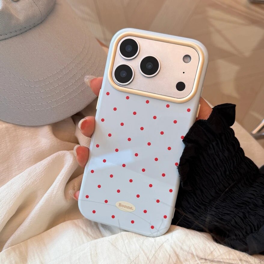 Ультратонкий чехол Ins Polka Dot для iPhone 17, 16, 15 Pro Max, 13, Айфон 16 Про Макс, Синий, Blue