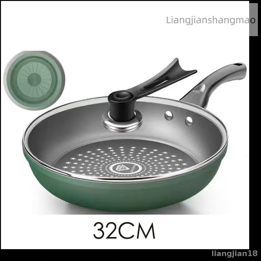 Сковорода, 32 см, с крышкой, с фиксированной ручкой, из тонкого железа