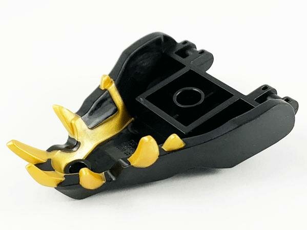Деталь Lego 72224pb01 Dragon Head (Ninjago) Jaw with 2 Bar Handles on Back with Molded Gold Teeth Pattern