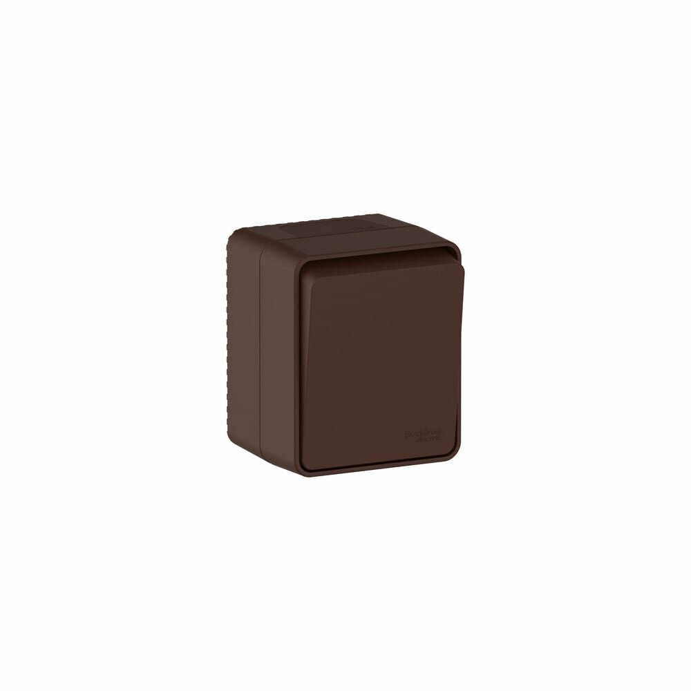 Выключатель 1-клавишный кнопочный Systeme Electric AtlasDesign Profi IP54, 10 АХ, открытой установки, Коричневый ATN546015 — фото 1