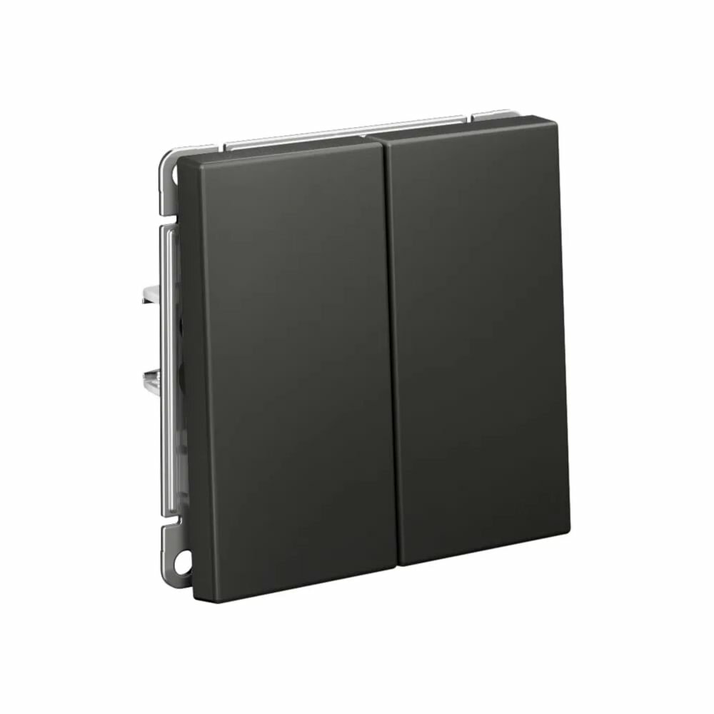 Выключатель кнопочный 2-клавишный ArtGallery Systeme Electric 10 АХ быстрозажимная клемма механизм Базальт GAL001417S