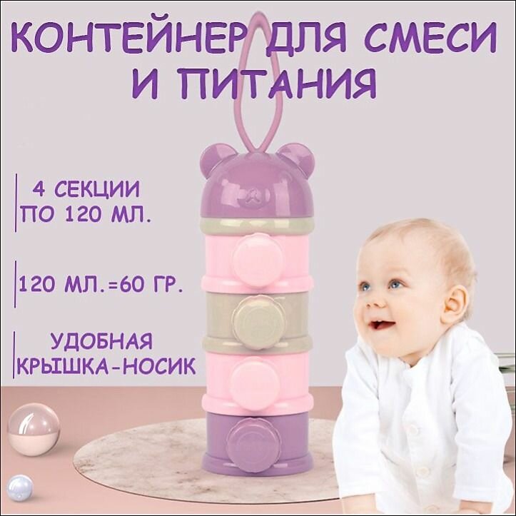 Контейнер для хранения сухой смеси и каш/Дозатор для молочной смеси 5 секций герметичный