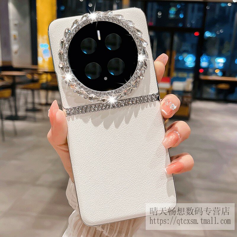 Чехол для Huawei Mate 50 RS Porsche Design, белый, полная защита объектива с диамантовым узором, в комплекте шнурок