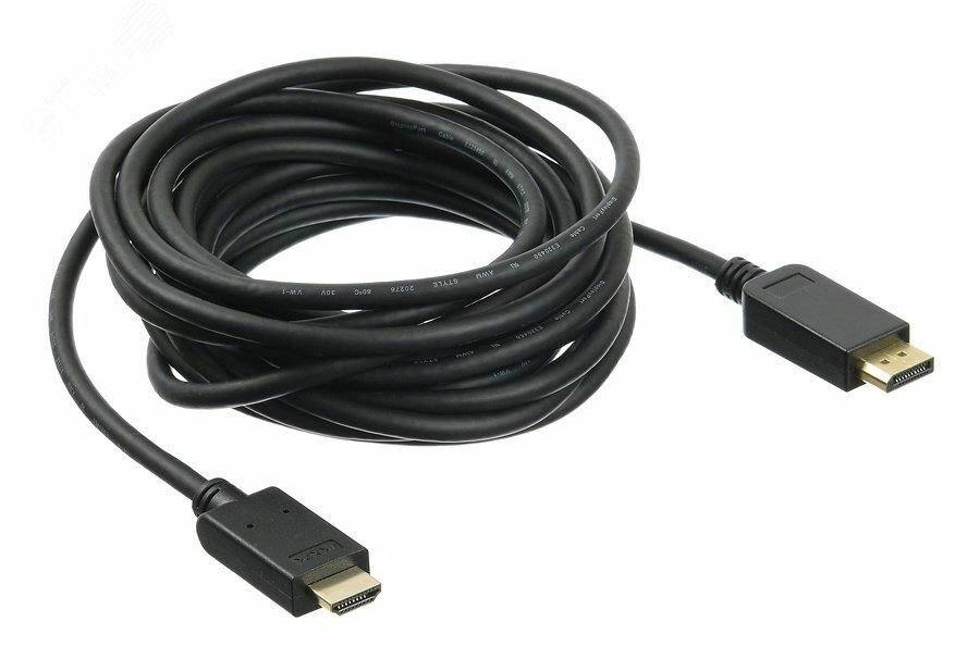 Кабель аудио-видео Buro v 1,2, DisplayPort m - HDMI m, 5 м, позолоченные контакты, черный (BHP DPP_HDMI-5)