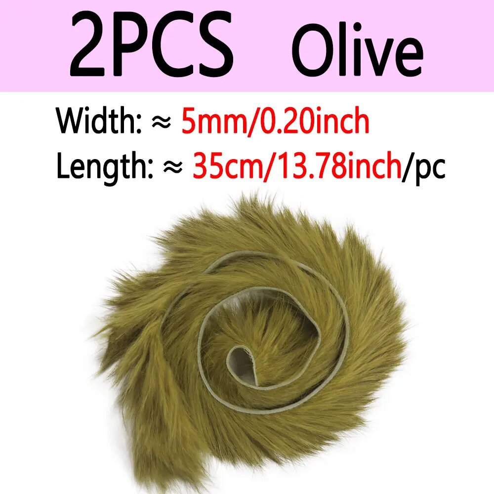 Полоски кроличьего меха Olive, 2шт, 5 мм