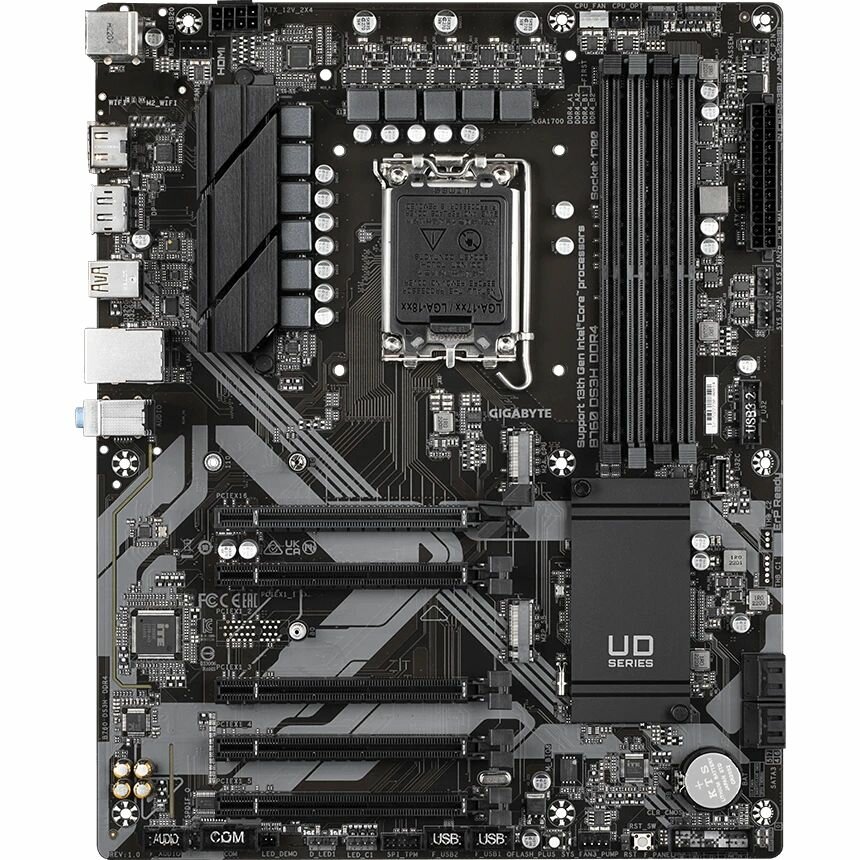 Материнская плата Gigabyte B760 DS3H DDR4, LGA 1700, Intel B760, 4xDDR4, 4xSATA, 2xM.2, 1xPCIe 4.0 x16, 4xPCIe 3.0 x1, 1xHDMI, 1xDP, 1x 1Gb LAN