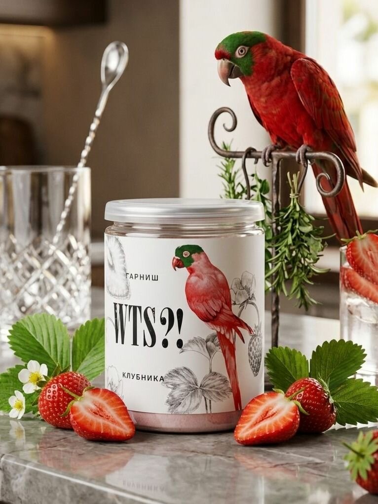 Гарниш WTS! Сахарная посыпка со вкусом Клубники для кофе, коктейлей и выпечки, 80 г