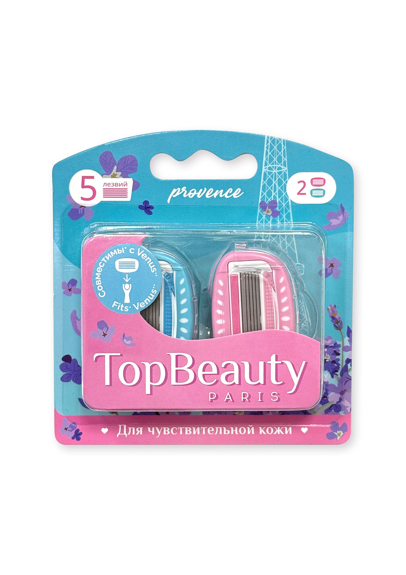 Cменные кассеты женские TopBeauty Paris 5 лезвий, 2шт, розовые