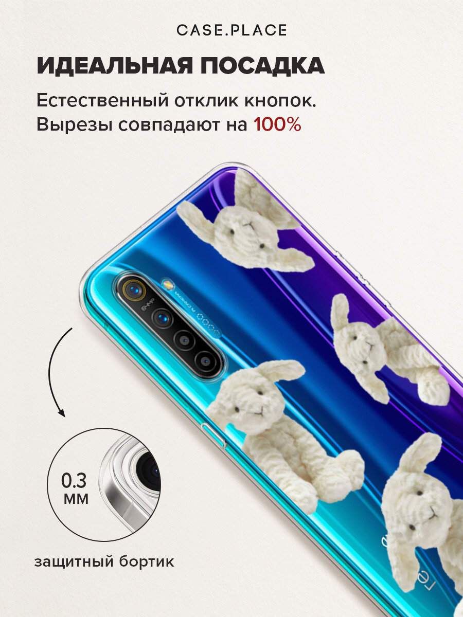 Чехол на Realme XT / Реалми XT с принтом "Плюшевые овечки", прозрачный — фото 1