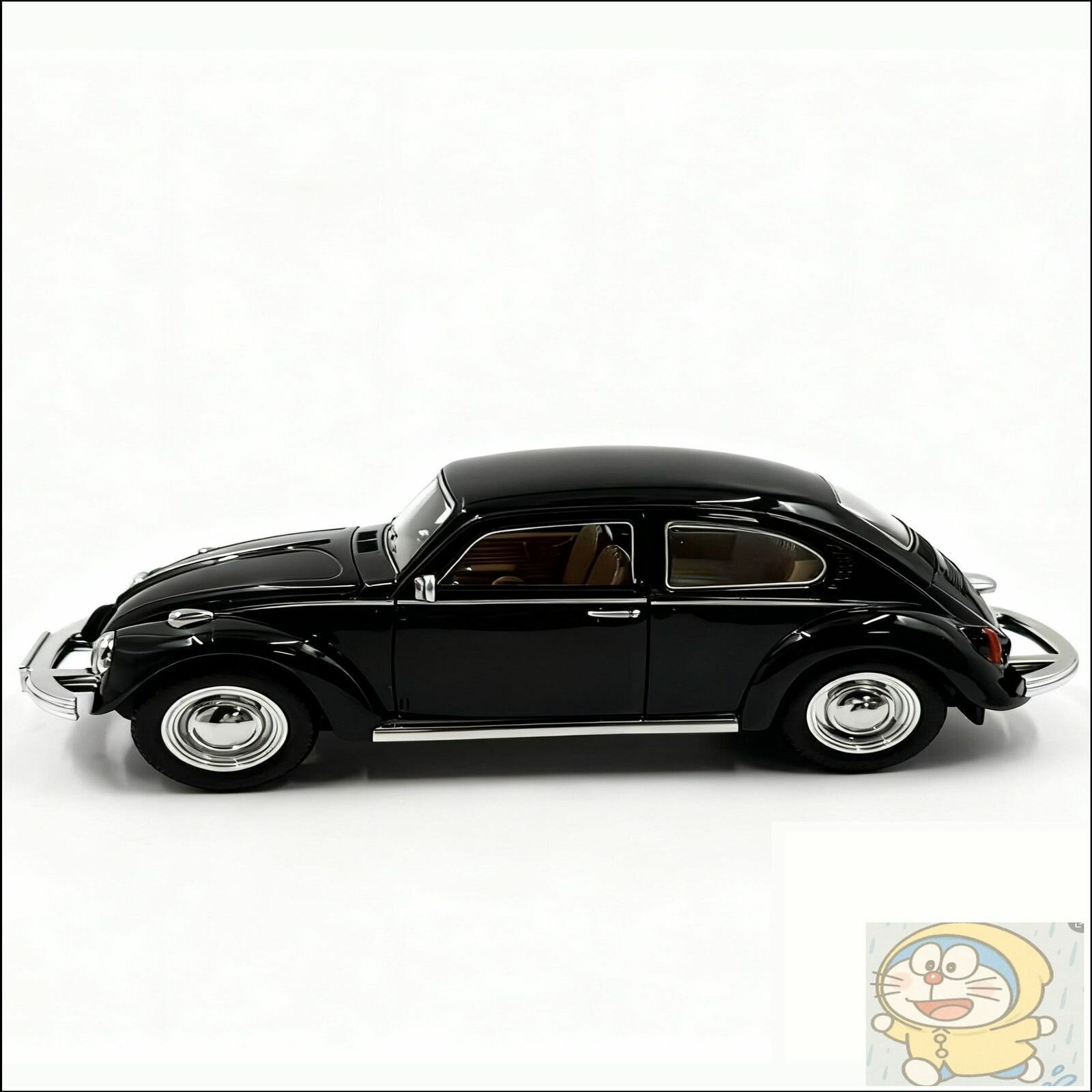 Игрушечная модель Volkswagen Beetle 1967 со светом и звуком, коллекционный авто, масштаб 1/22, черный матовый