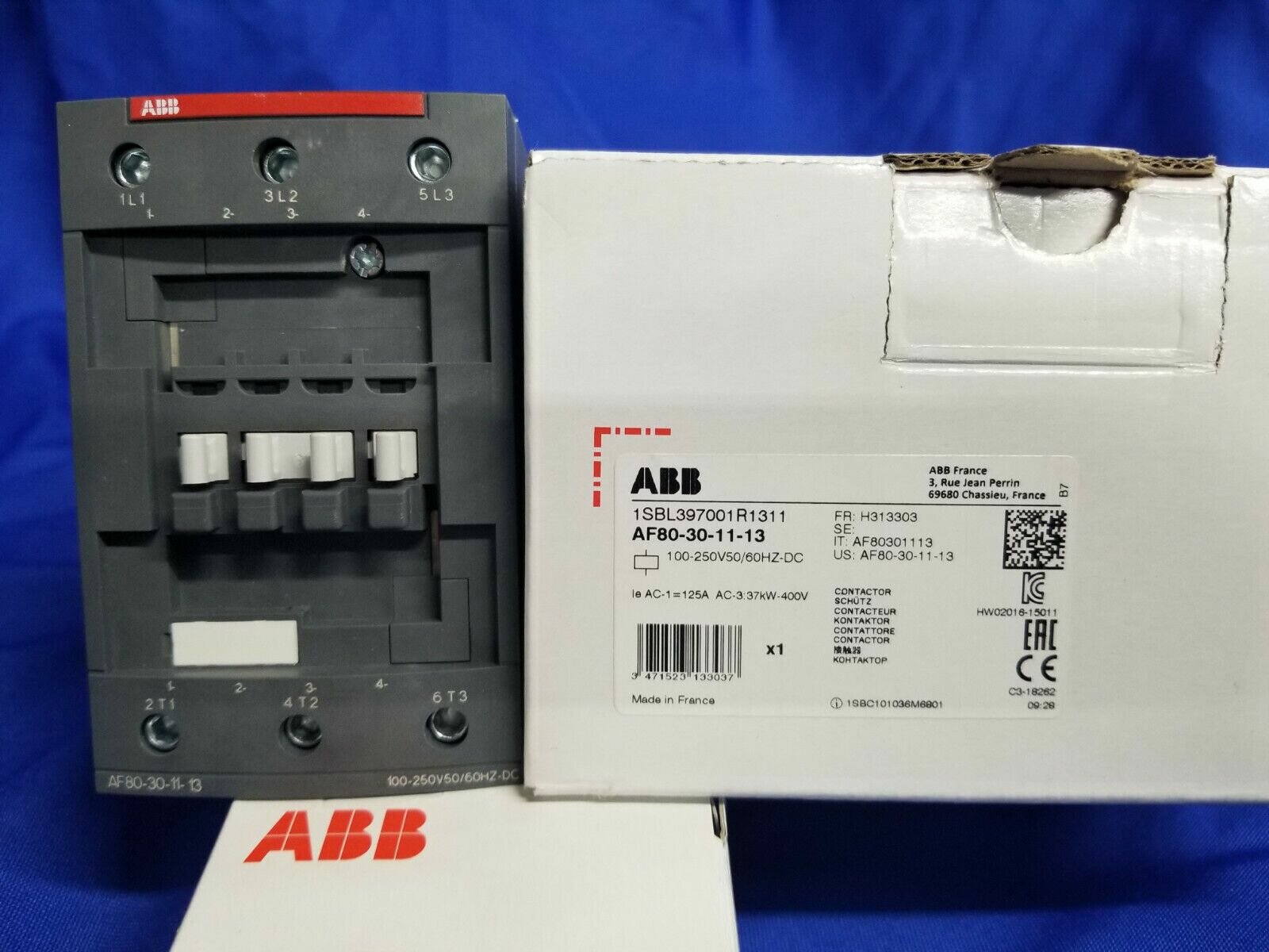 Пускатель магнитный ABB AF80-30-00-13 80А AC3, катушка 100-250В AC/DC 37кВт 80А АС-3 (контактор)