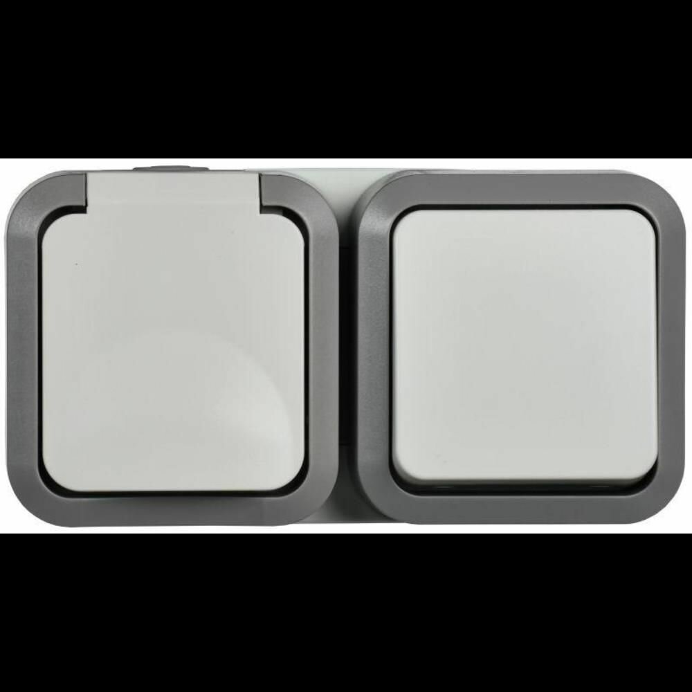 Блок ОП розетка + выключ. горизонт. TORS 16А IP55 TS242 бел. код TS-G10-6-55-V-K41 IEK ( 7шт. )