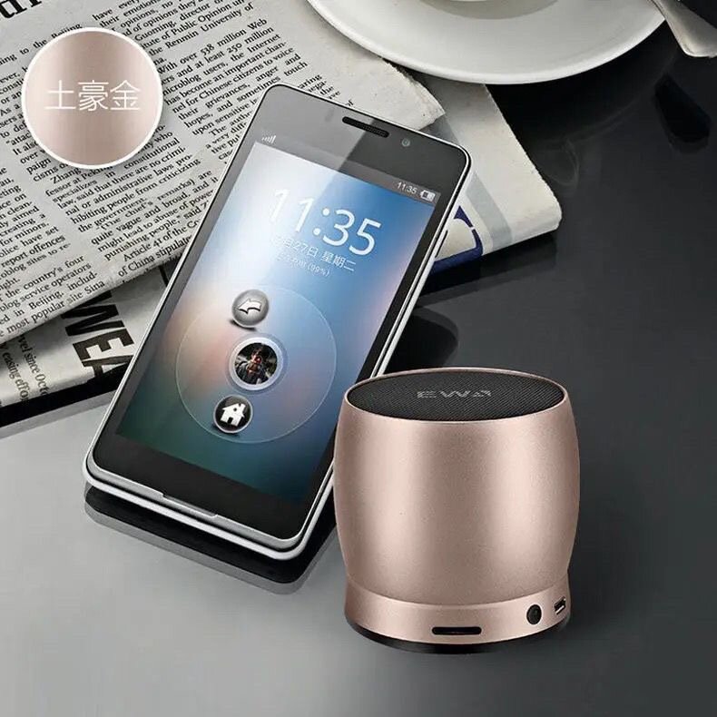 EWA A150 Bluetooth-колонка Металлический корпус Беспроводная Мини-бас-усилитель Портативная с картой Золотой цвет для