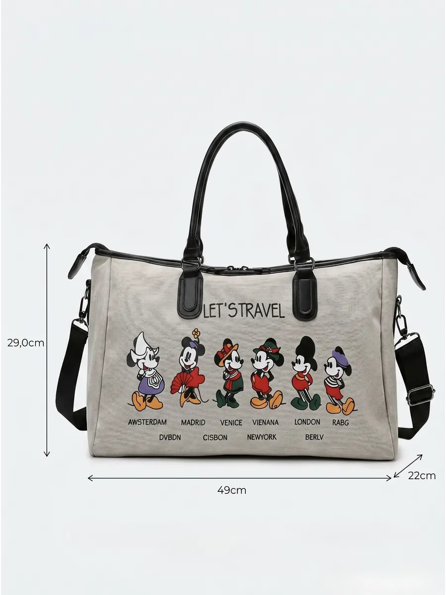 Холщовая дорожная сумка Mickey большой емкости, женская портативная сумка для фитнеса