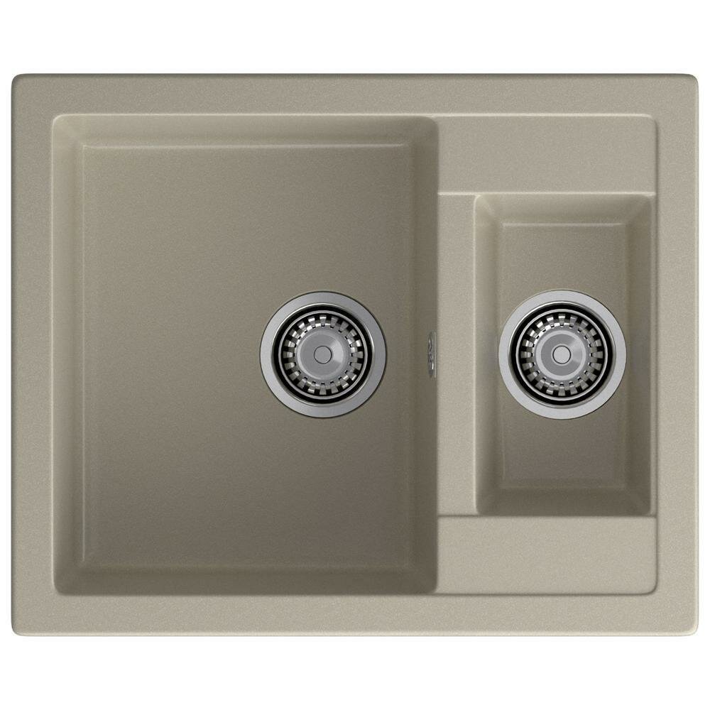 Мойка для кухни GranFest Quadro 61х50 Q-610K топаз, 2 чаши, искусственный мрамор