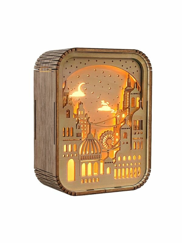 Ночник "Деревянный объёмный ночник", сенсорное управление, USB-зарядка, 3D-узор