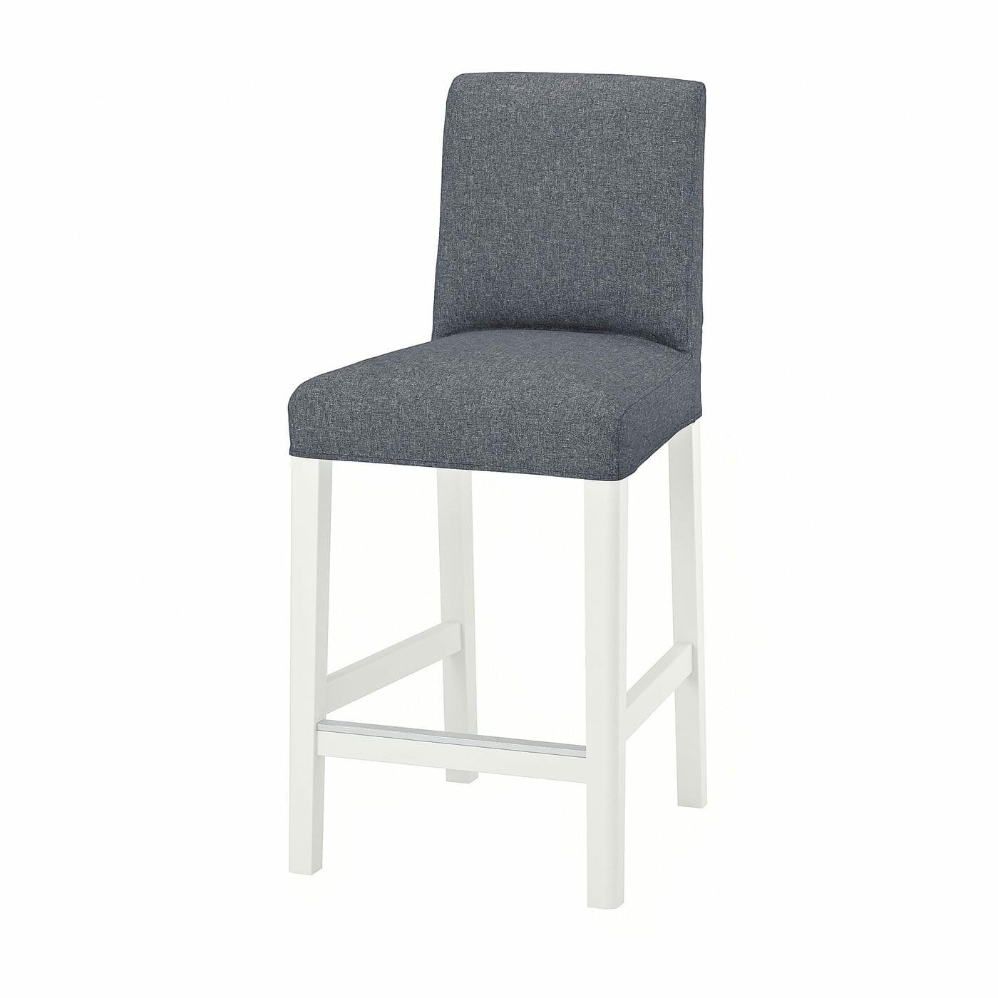 Барный стул IKEA BERGMUND, белый, средне-серый, высота сиденья 62 см 893.846.84
