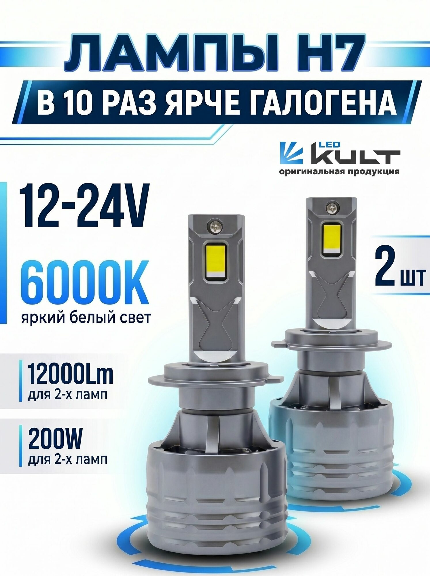 L9-H7 LEDKULT Лампы светодиодные H7 2 шт. LEDKULT арт. L9-H7