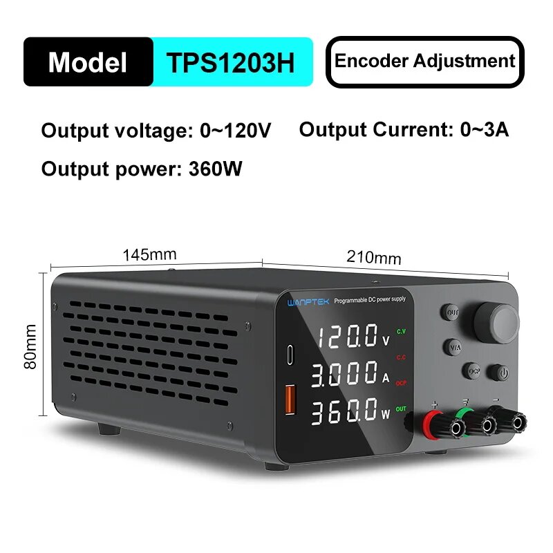 Источник питания лабораторный Wanptek 30V 5A10A 60V 5A 120V 3A регулируемый для ремонта телефонов, заряда автомобильных батарей, лабораторного ИП.