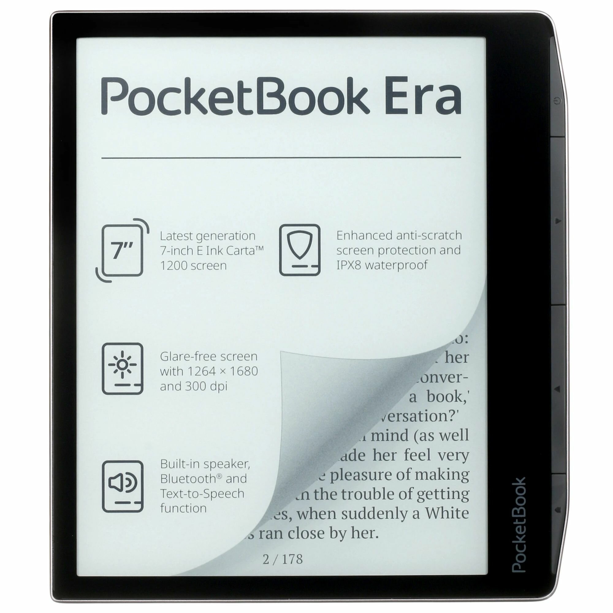 7" Электронная книга PocketBook 700 Era (PB700-U-16-WW) серебристый - 1264x1680, E-Ink Carta, сенсор, подсветка, Wi-Fi, Bluetooth, 1700 мА*ч