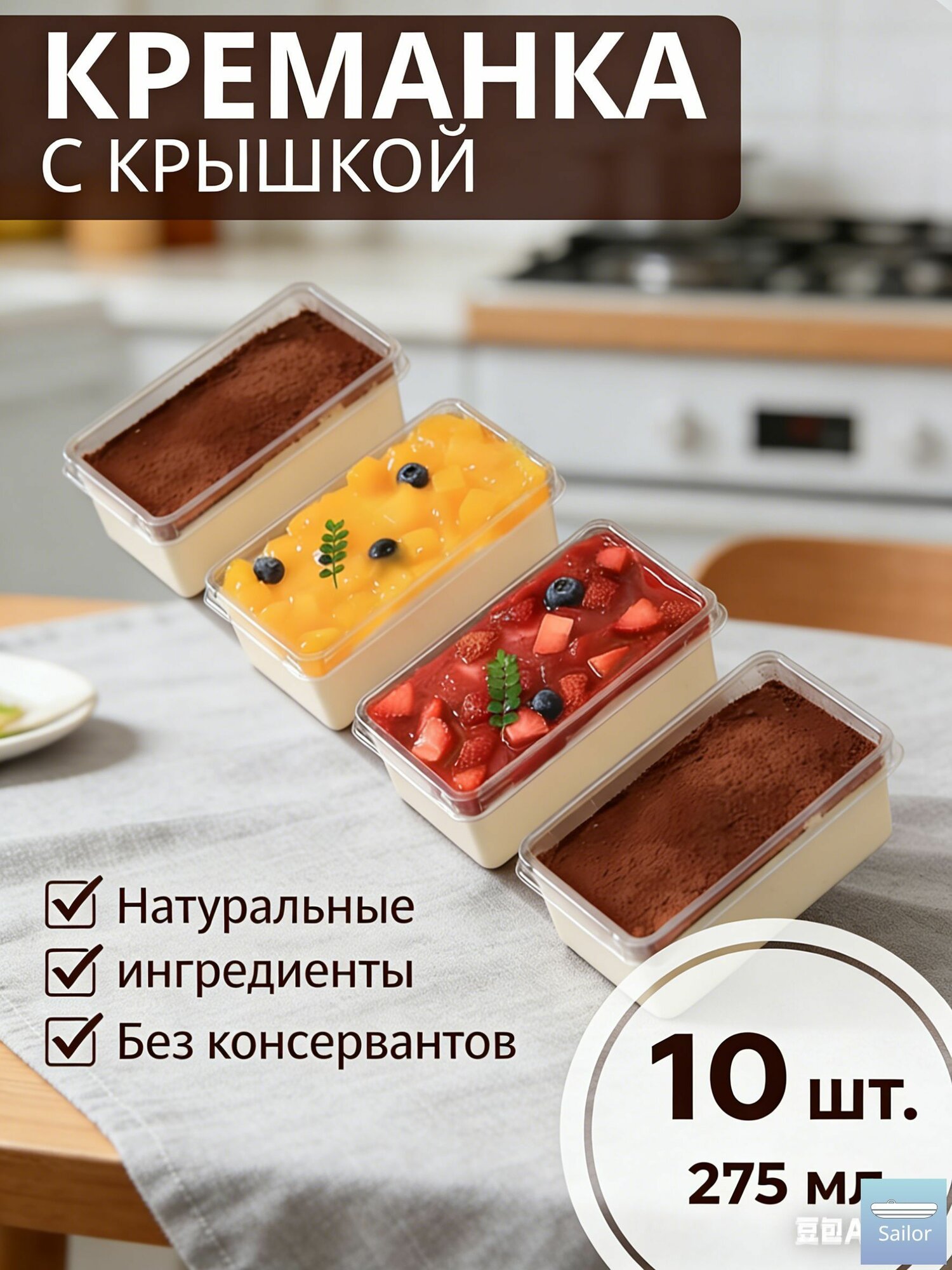 Контейнер одноразовый для десертов с крышкой 10 шт кейк бокс