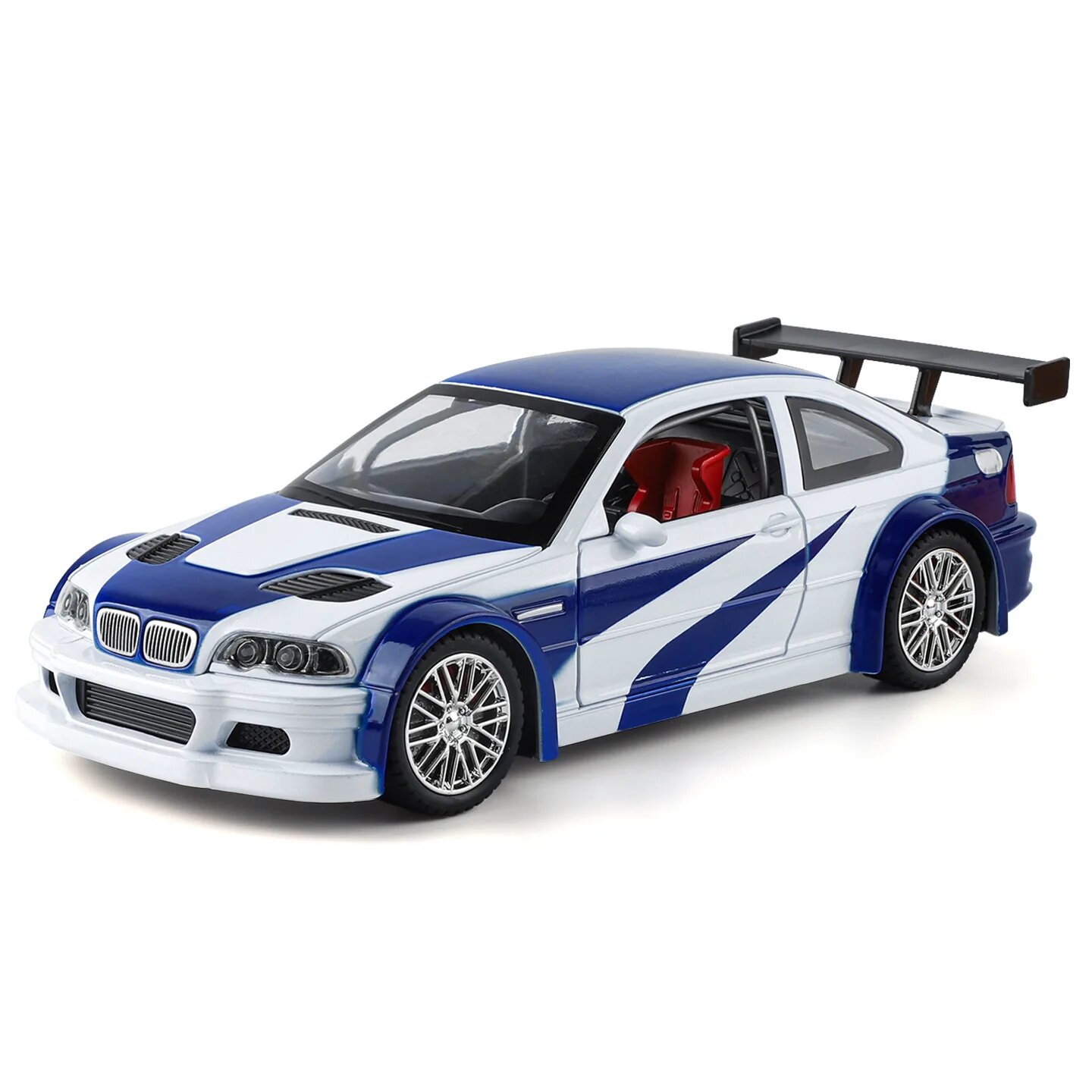 Масштабная модель автомобиля BMW M3 GTR E46 (1:24) из металла WELLY Silver With box