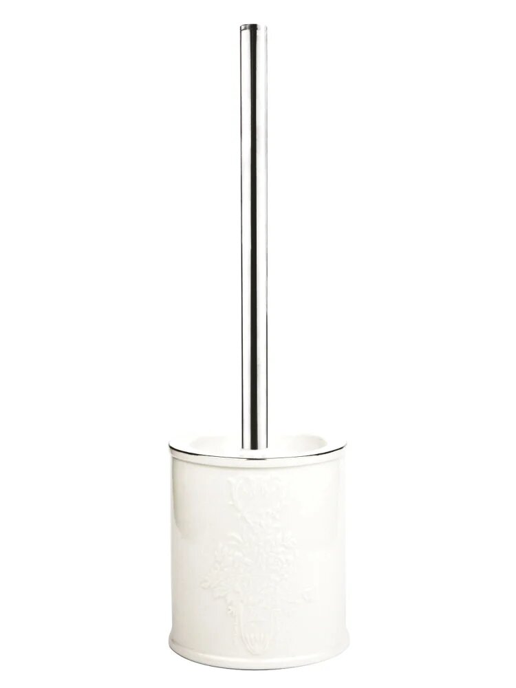 Ершик для унитаза Wasserkraft Rossel K-5727 напольный, белый, хром, открытый, с подставкой