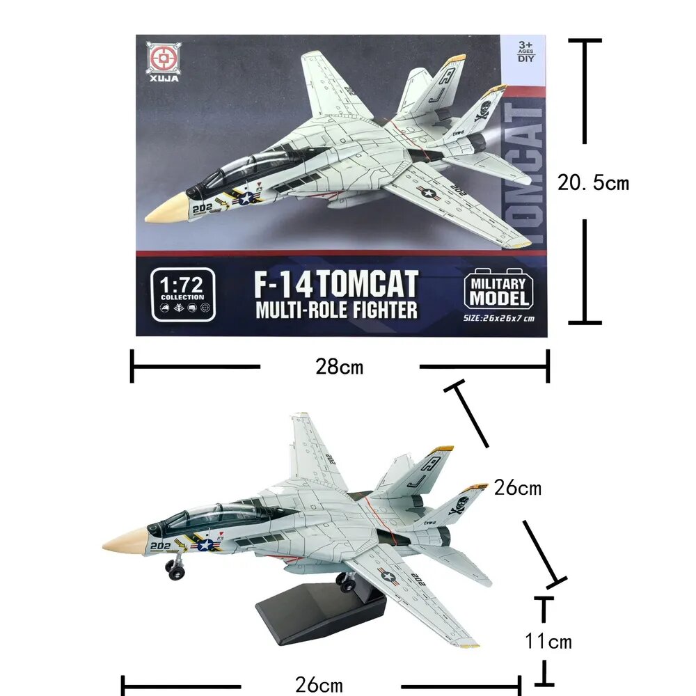 1:72 сборная модель истребителя F-14 "Панда" белый, пластик, 3+ лет, 26x26x7 см