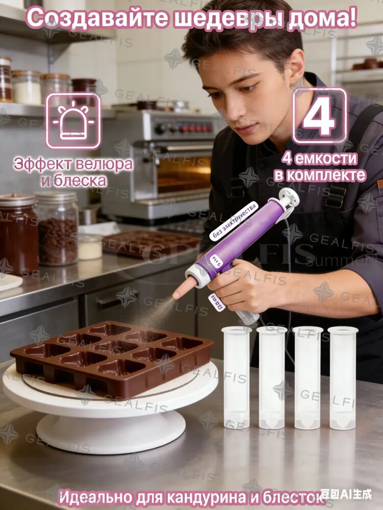 Краскопульт кондитерский, 24 см х 12.5 см, 5 предм.