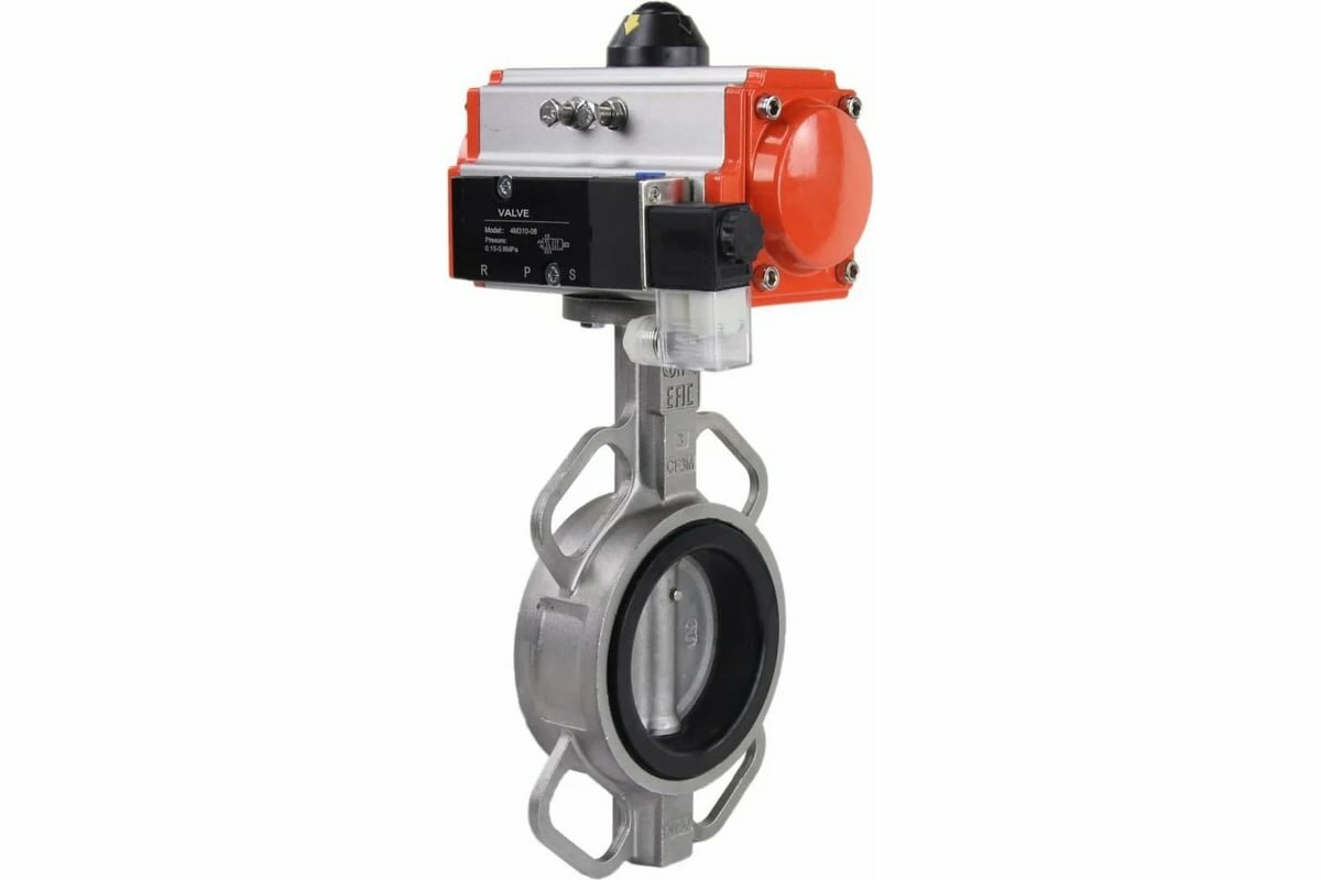 Затвор дисковый поворотный DN.ru 316L-316L-VITON Ду80 Ру16, корпус - ст. 316L, диск - ст. 316L, уплотнение - VITON, с пн. прив DA-065, пн. расп PND2-S1EM-52-1NC-J08-24VDC NAMUR, БКВ LSB-210-02NM12-220/24, БПВ APU1-10-40-V08 и р. дубл. HDM-1