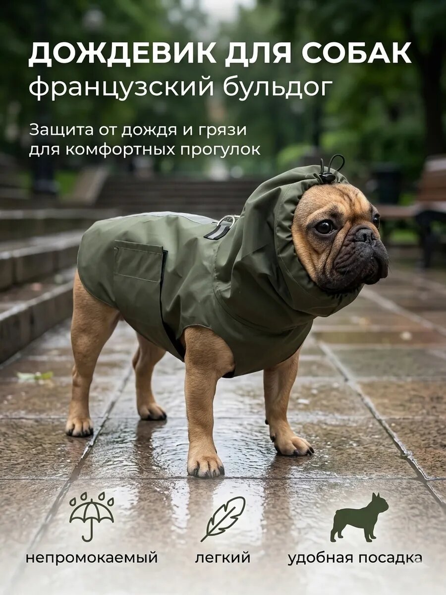 Дождевик для собак породы французский бульдог, непромокаемый