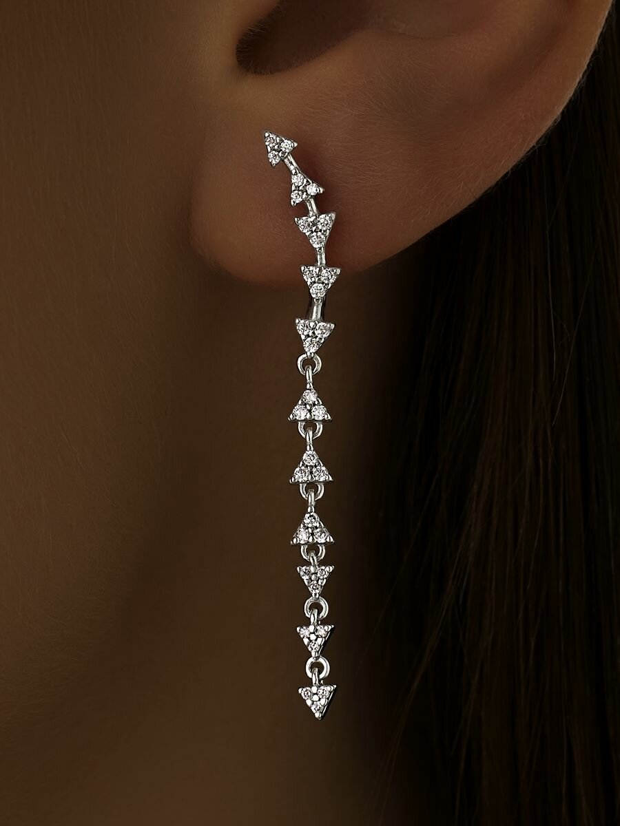 Серьги, 925 проба, фианит