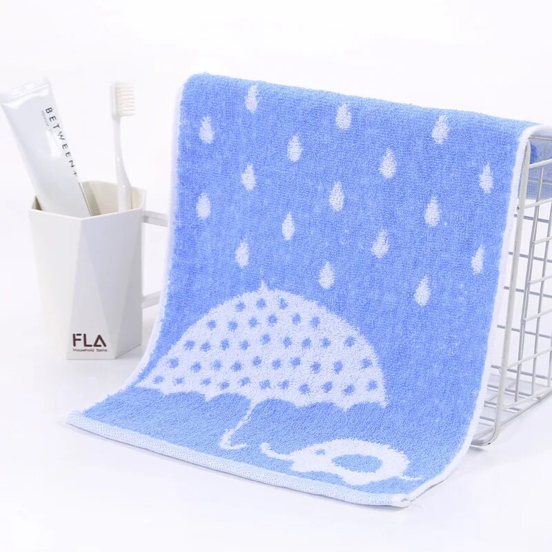 Детское полотенце из хлопка с мультяшными животными Umbrella Blue