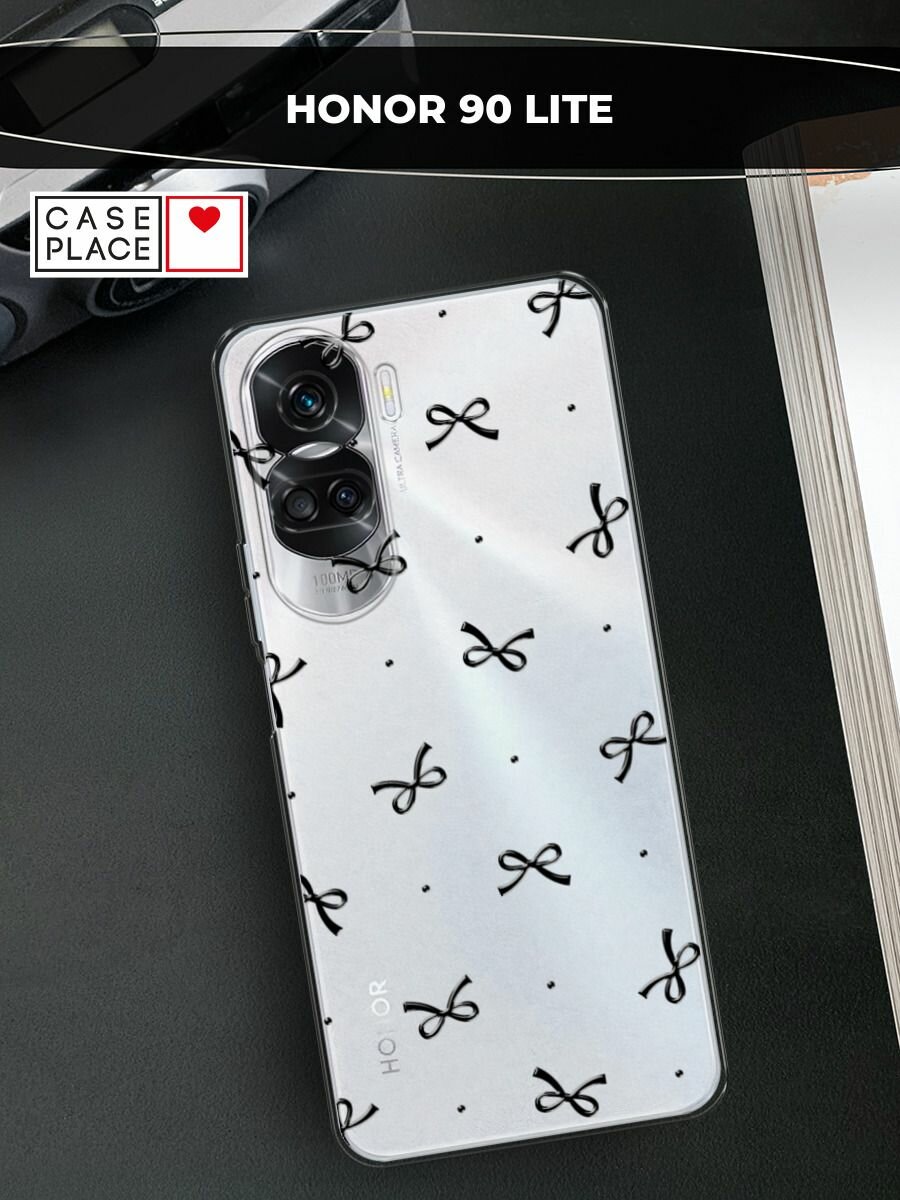 Силиконовый чехол на Honor 90 Lite / Хонор 90 Лайт с принтом Бантики и точки