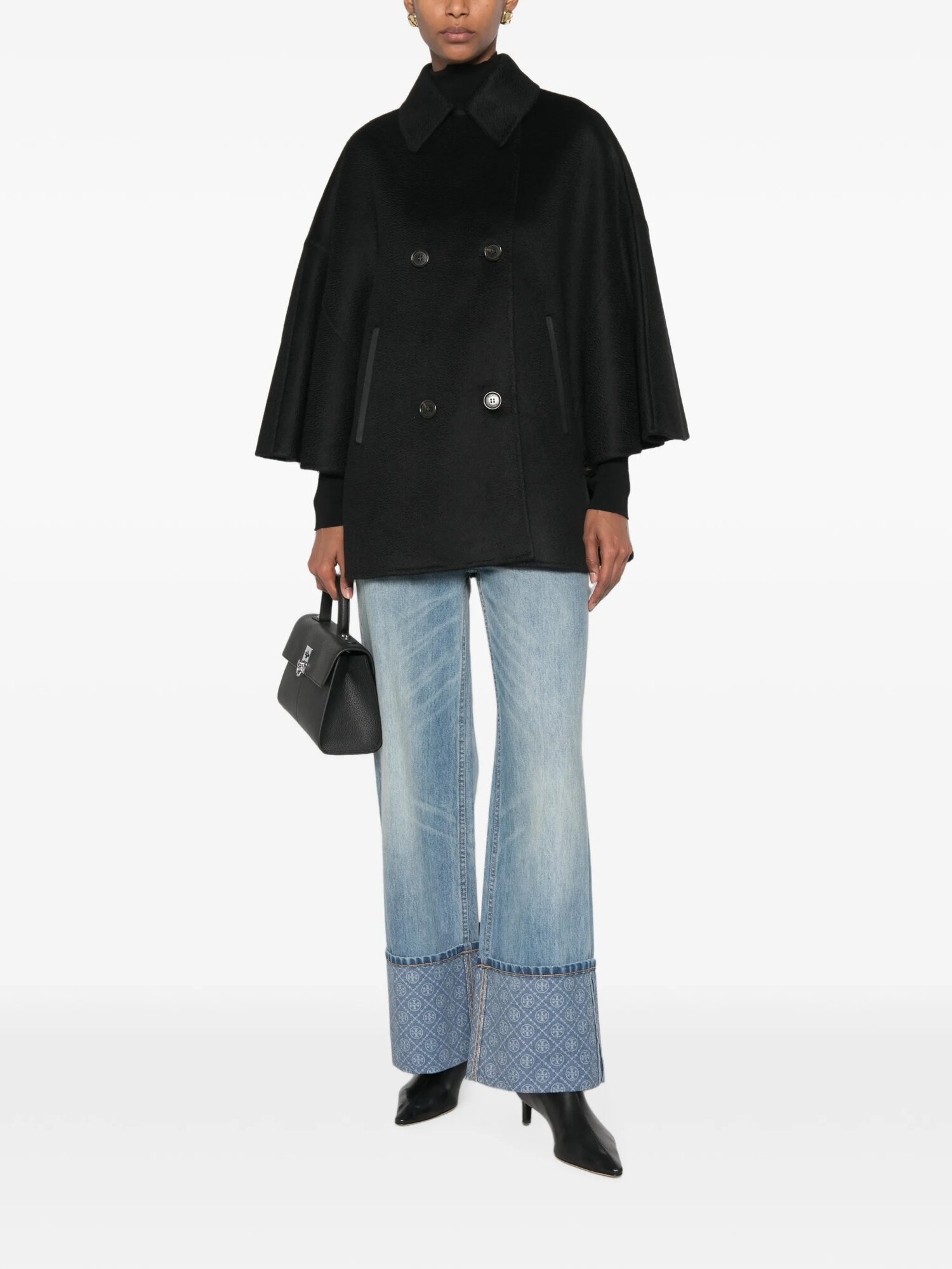 Накидка Max Mara Double-breasted cape coat, размер 46, черный — фото 1