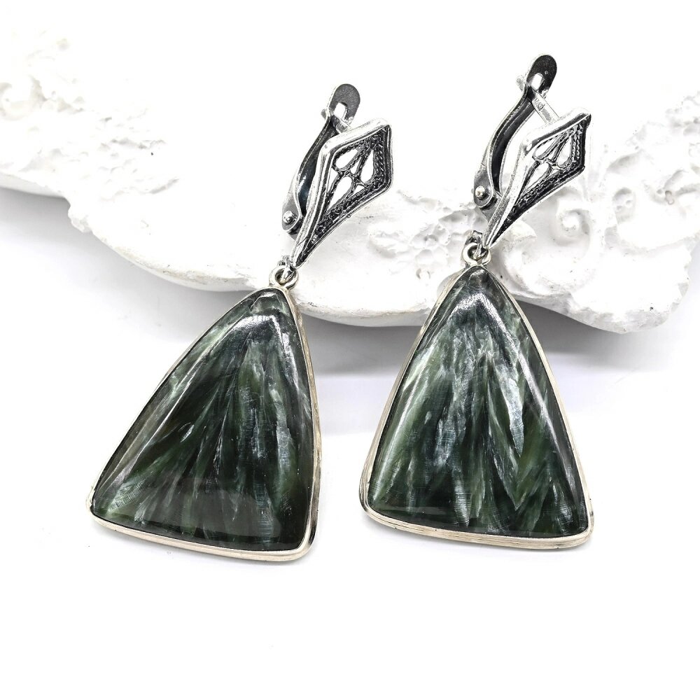 Серьги, серафинит