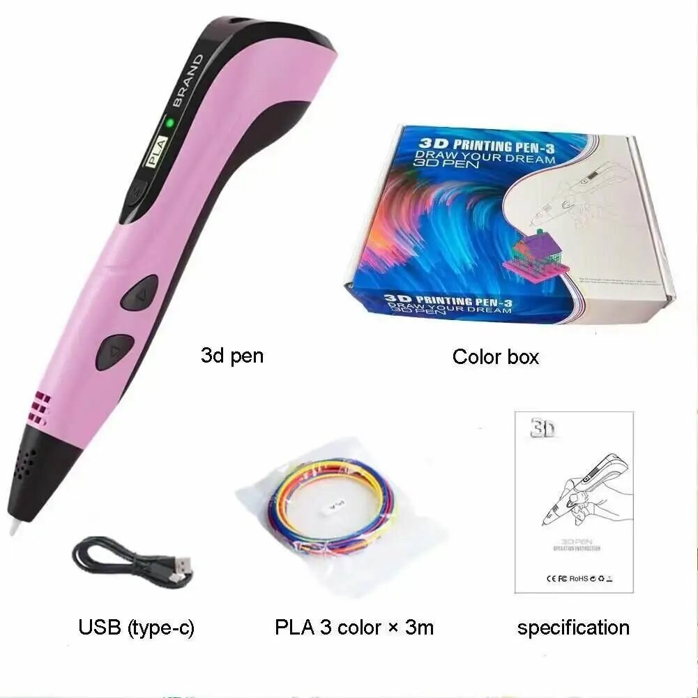 3D ручка 3D BABY PEN-3 мир фантазий в твоих руках с трафаретами + коврик + стержни + шомпол, синяя. 3Д Ручка для детей, школы, дома, творчества